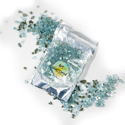 1/4" Light Azuria Reflective Crushed Tempered Glass – 1 Pound Bag – Art ...