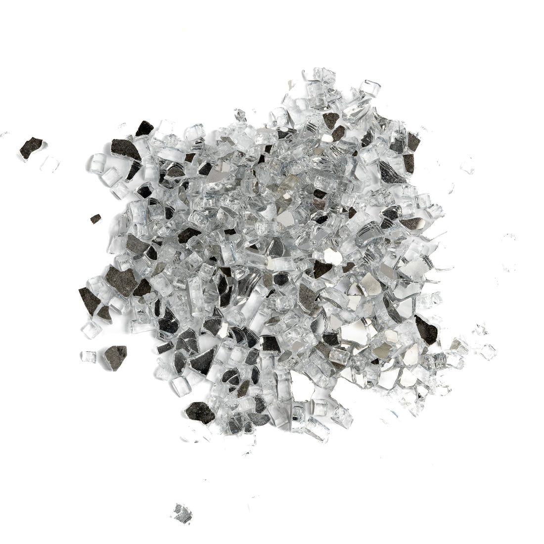 1/4" Silver Reflective Crushed Tempered Glass – 1 Pound Bag – Art Shattered